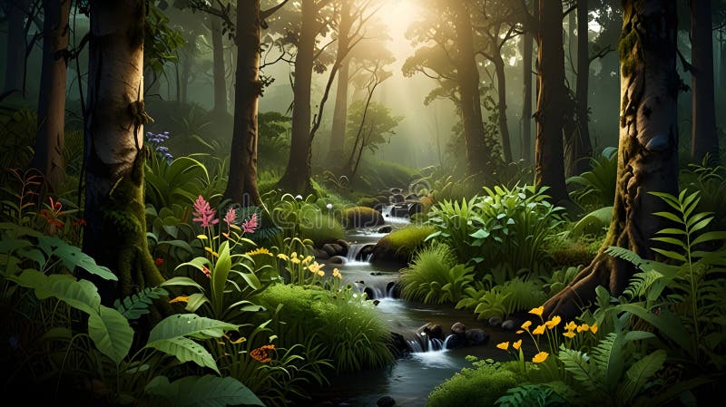 Illustration of Nature Showing the Diversity of Ecosystems and Flora ...