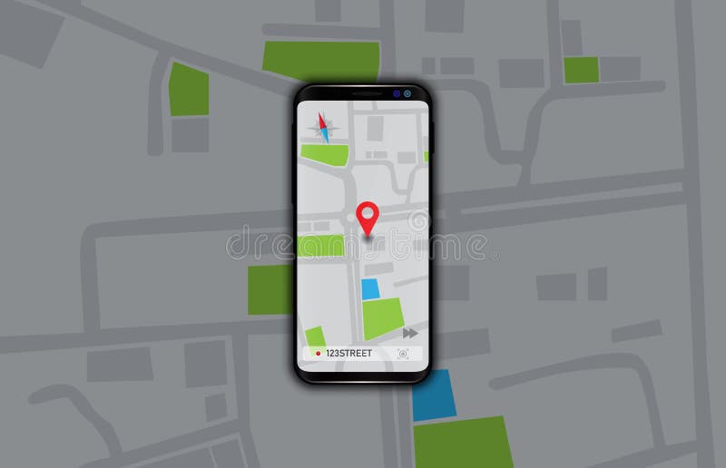 Navigation Gps Maps Application on Smart Mobile Phone Stock Vector ...