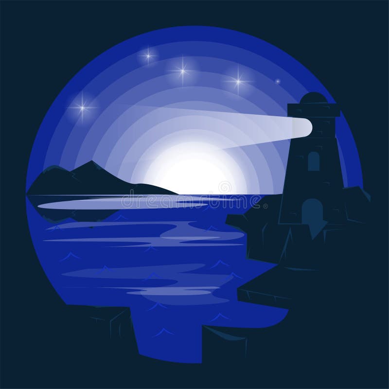 Illustration_10_in Negative Color Lighthouse by the Sea Style Flat ...