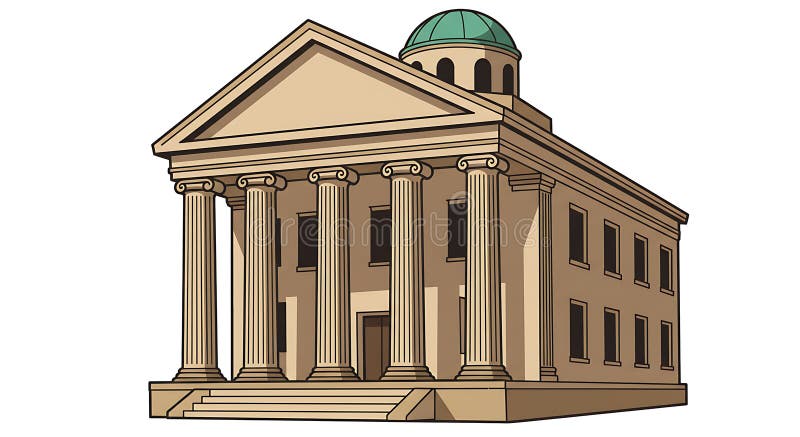 Illustration of a Neoclassical Building Featuring a Symmetrical Design ...