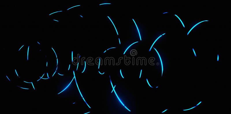Neon Blue Circular Light Patterns on Black Background Stock ...