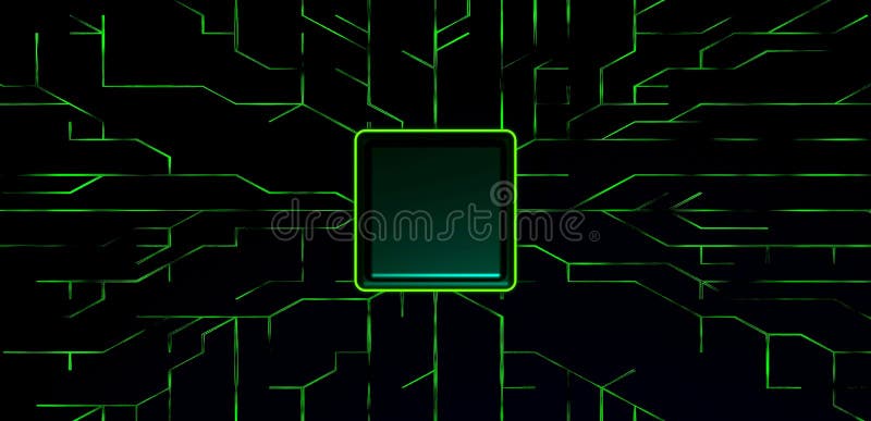 Neon Green Processor Digital Network Stock Illustration - Illustration ...