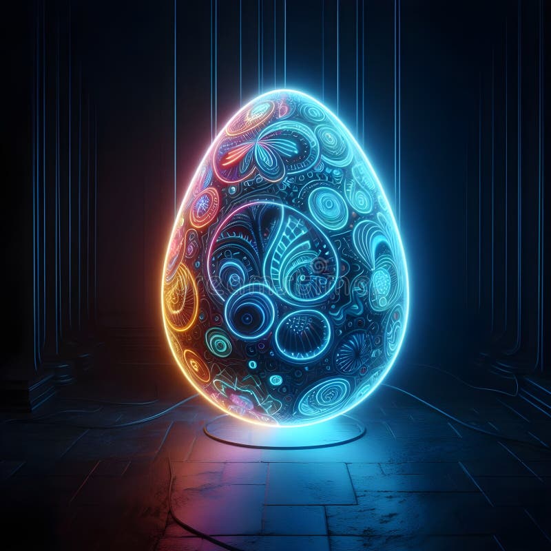 A neon-lit Easter egg stock illustration. Illustration of tshirt ...