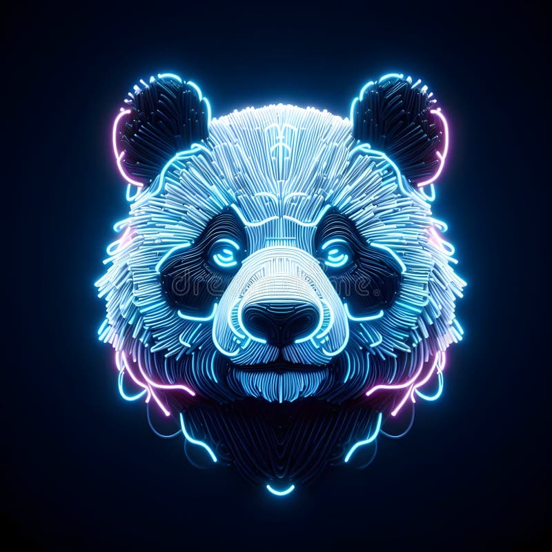 A neon-lit panda stock illustration. Illustration of jpeg - 312465293