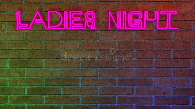 Illustration of Neon Sign Text "NIGHTCLUBBING" on a Brick Wall Facade ...