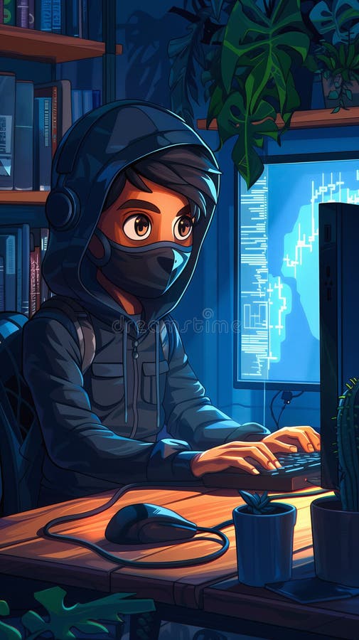 Illustration of a Nerdy Hacker Boy Stock Illustration - Illustration of ...