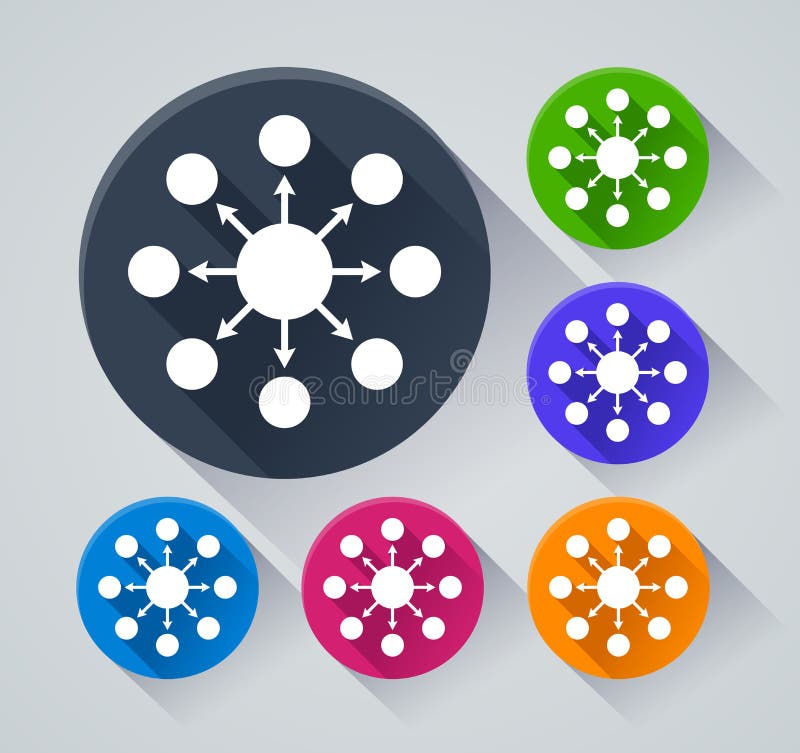 Network Circle Icons with Shadow Stock Vector - Illustration of icon ...