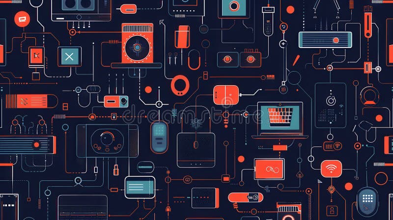 An Illustration of a Network of Connected Devices, Including Routers ...