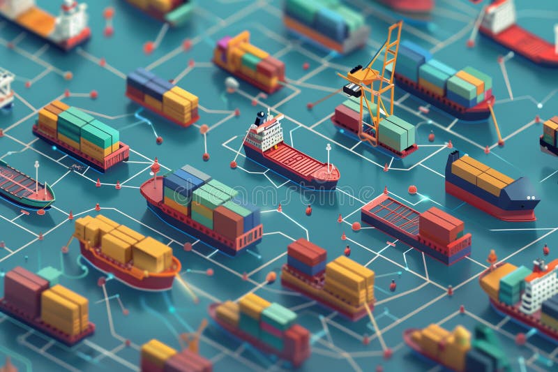 A Network of Connected Icons Representing Various Industrial Cargo ...