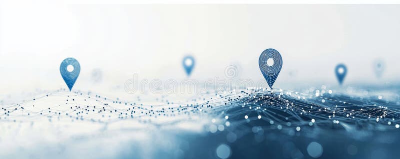 Illustration of Network Connections with Location Markers on a Digital ...