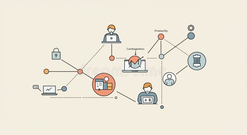 Illustration of a Network Diagram Featuring Interconnected Icons and ...
