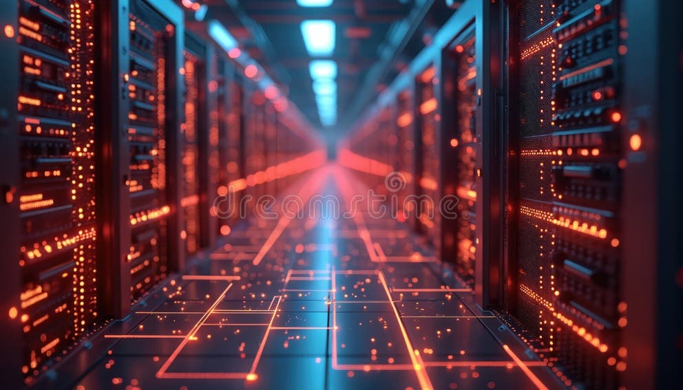 Illustration of Network and Internet Communication Tech with Data ...