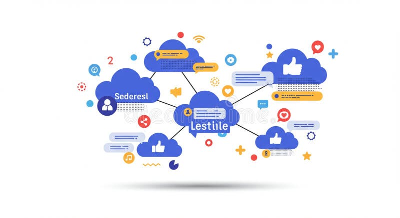 Illustration of a Networked Cloud System with Two Central Blue Cloud ...