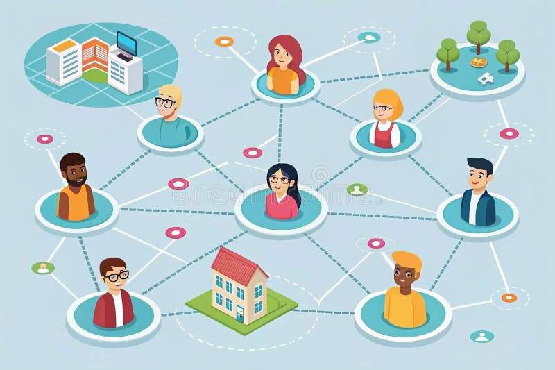 Illustration of Networked People Representing Connections and Community ...