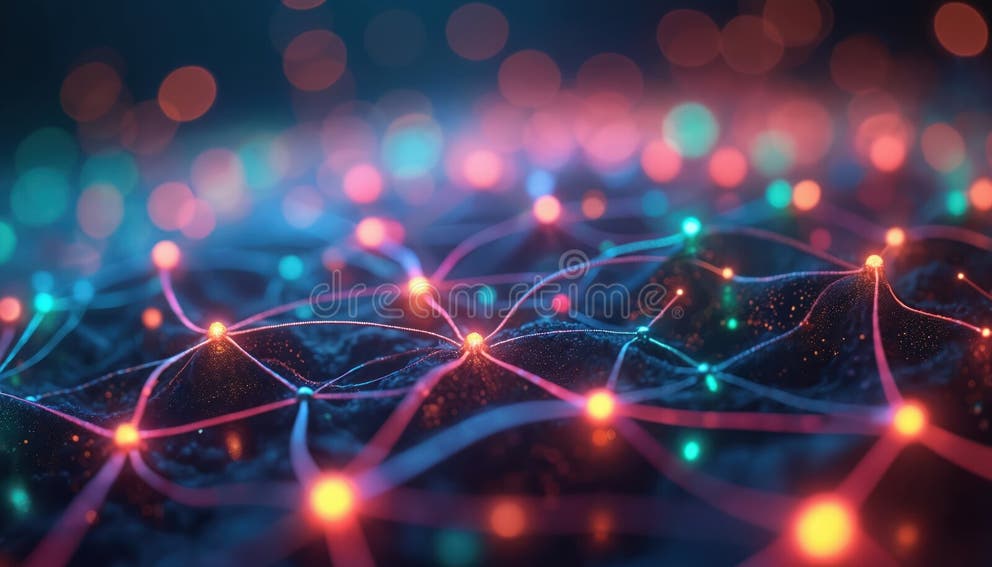 Illustration of Neural Connections in Human Brain. Representation of Nerve Cell Communication ...