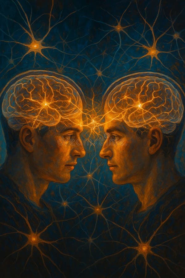 Illustration of Neural Link between Two Minds Stock Illustration ...