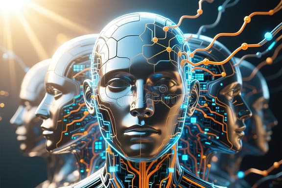 Illustration of a Neural Network in the Shape of a Human Face.created ...