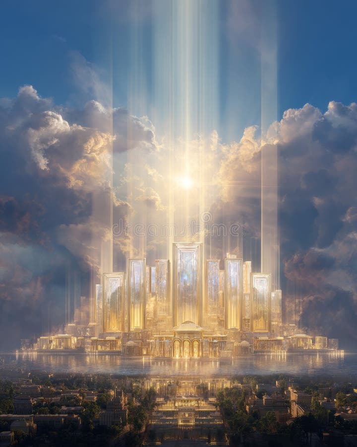 Illustration of the New Jerusalem. Generative AI. Stock Illustration ...