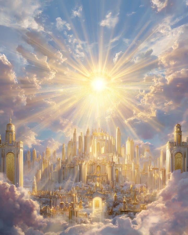 Illustration of the New Jerusalem. Generative AI. Stock Illustration ...