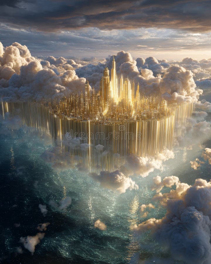 Illustration of the New Jerusalem. Generative AI. Stock Illustration ...