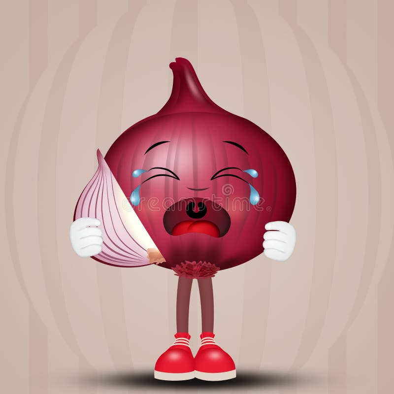Onion Crying with Handkerchief Cartoon Character Stock Vector ...