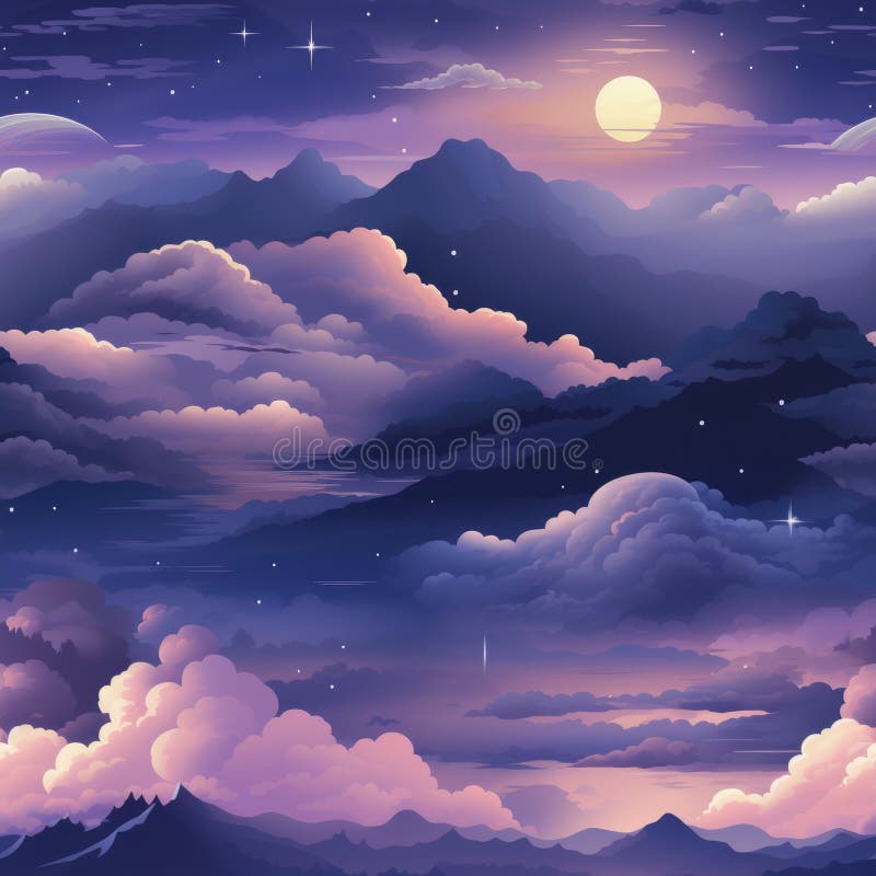 An Illustration of the Night Sky with Clouds and Mountains Stock Photo ... An Illustration of the Night Sky with Clouds and Mountains Stock Photo ...