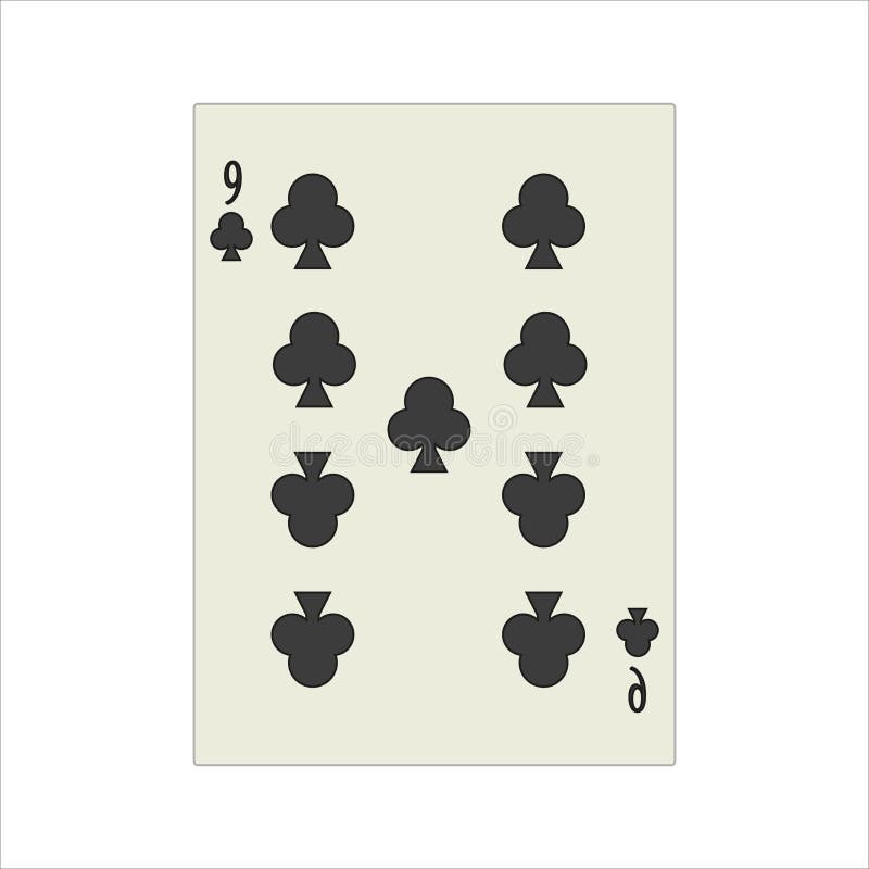 Nine of Clubs Playing Card - Isolated on White Stock Illustration ...