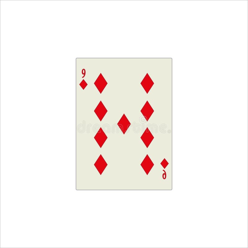 Nine of Diamonds Playing Card - Isolated on White Stock Illustration ...