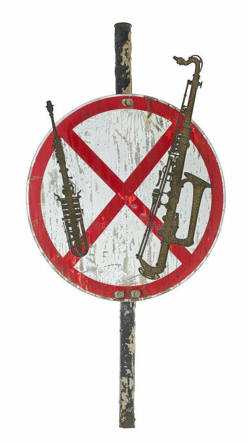Illustration of a No Wind Instruments Sign Against a White Background ...
