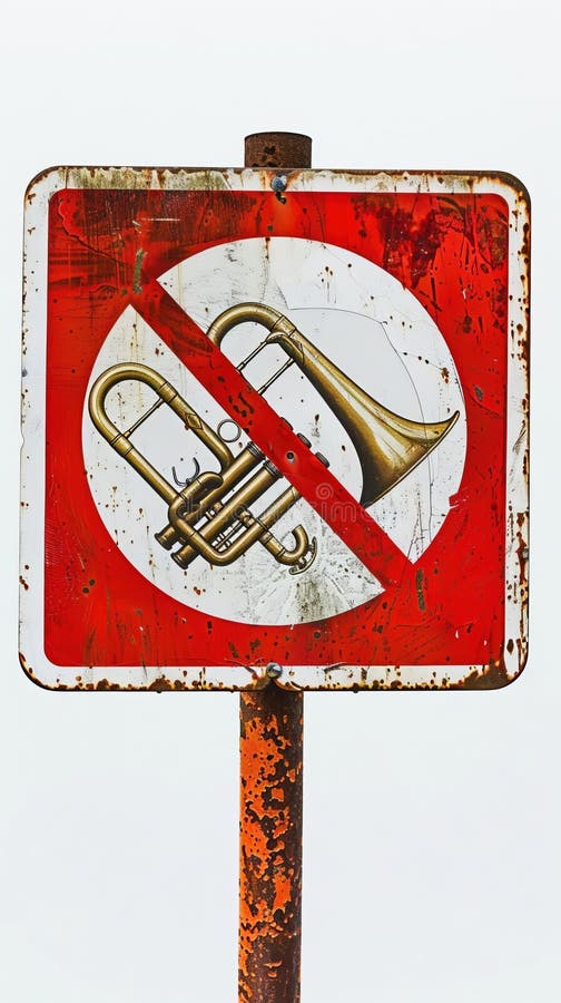 Illustration of a No Wind Instruments Sign Against a White Background ...