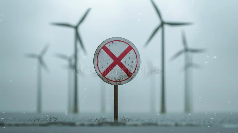 Illustration of a No WindPowered Gadgets Sign Displayed on a White ...
