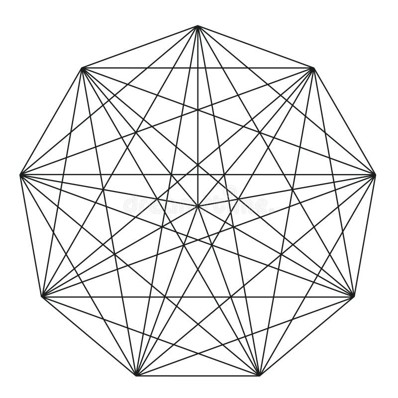 Illustration Nonagon Black and White Sacred Geometry Circle Light ...