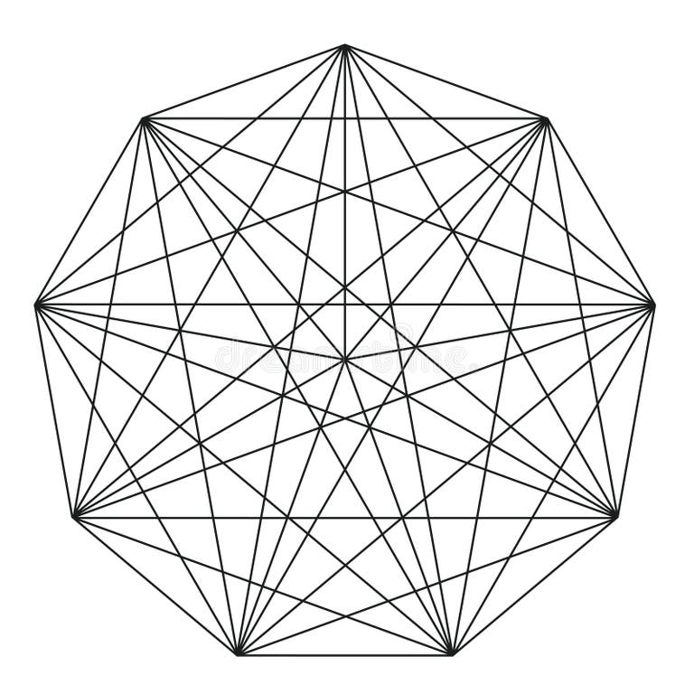 Illustration Nonagon Black and White Sacred Geometry Circle Light ...