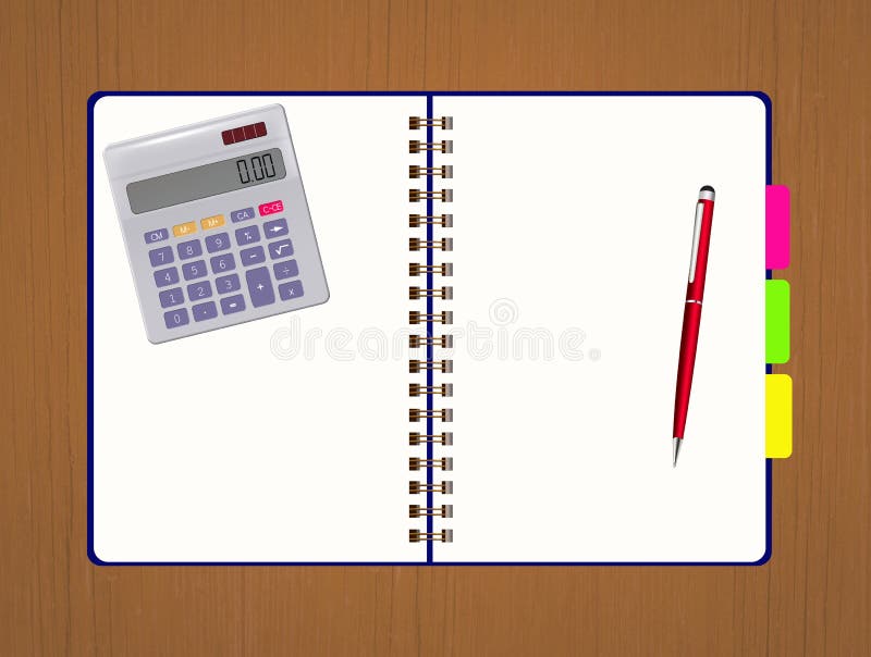 Notebook with calculator stock illustration. Illustration of school ...
