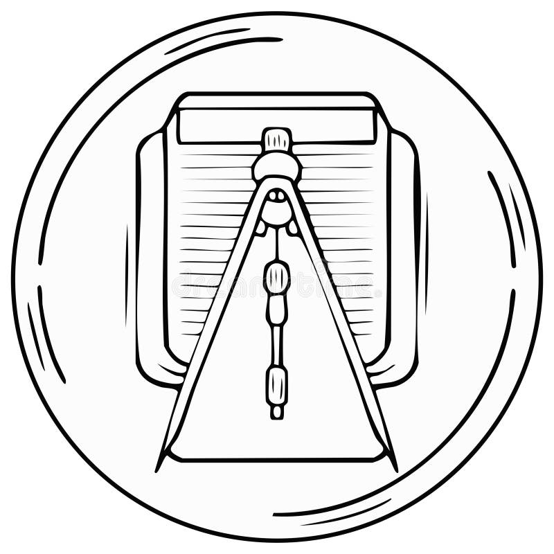 Illustration of a Notebook and Compass Drawing Tool Inside a Circle ...