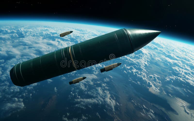 Illustration of Nuclear Bombs from Space, Depicting the End of ...