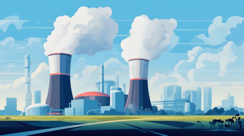 Illustration of a Nuclear Power Plant Stock Image - Image of ...