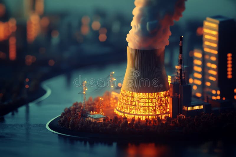 Illustration of Nuclear Power Plant Side View Full Length Isolate on ...