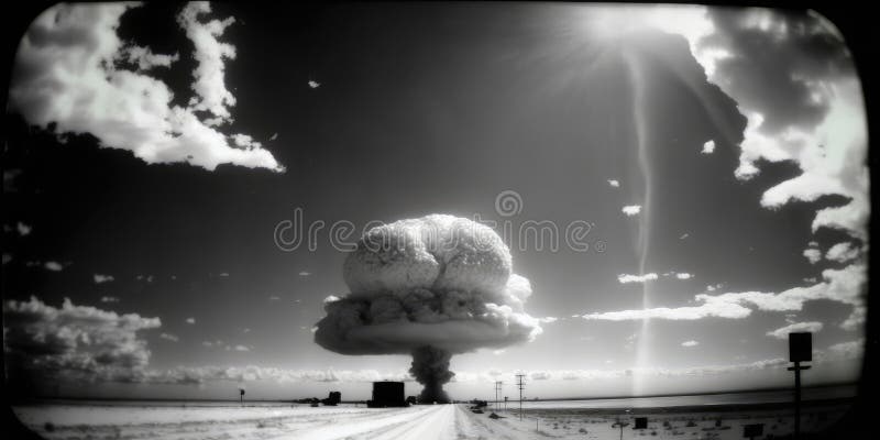 Cold War Nuclear Explosion, through a Pinhole Camera Stock Illustration ...