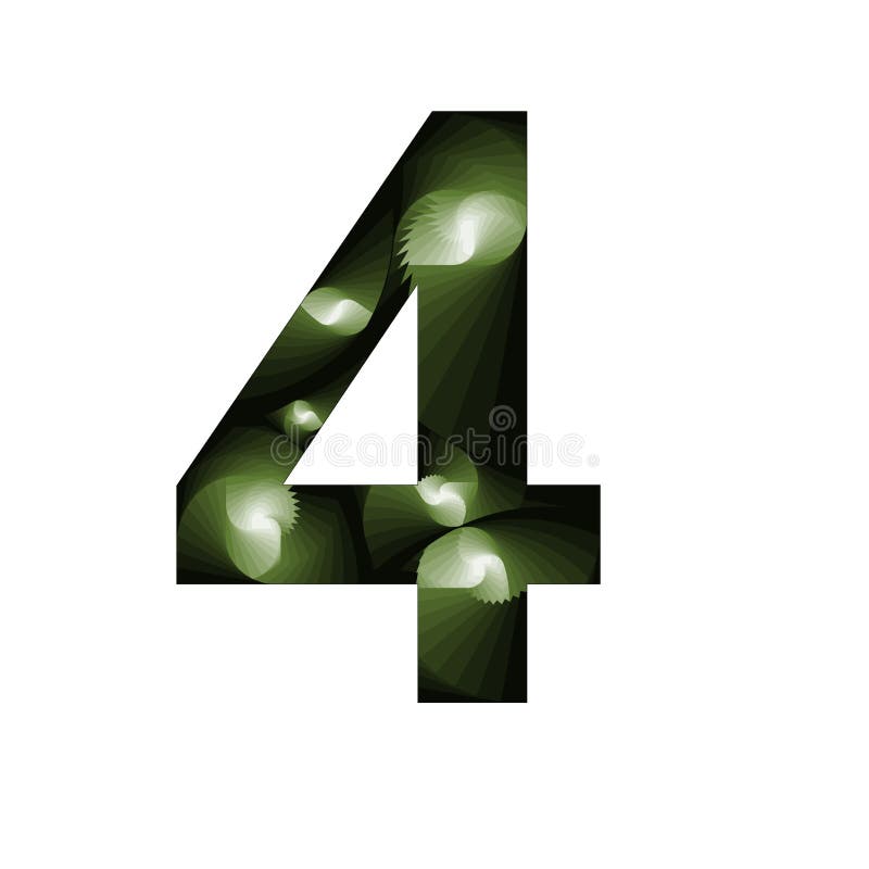 Illustration with the Number 4 in Abstract Style and Green Gradient ...