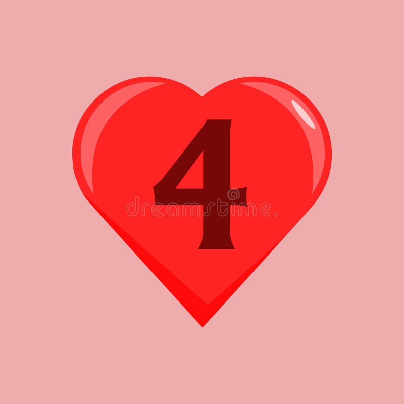 Illustration of Number 4 Inside Love Logo. Very Pretty and Beautiful ...