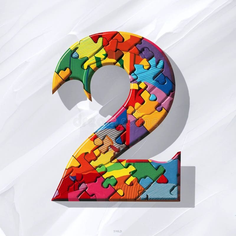 Illustration of the Number 2 Made from Puzzle Pieces. Stock ...