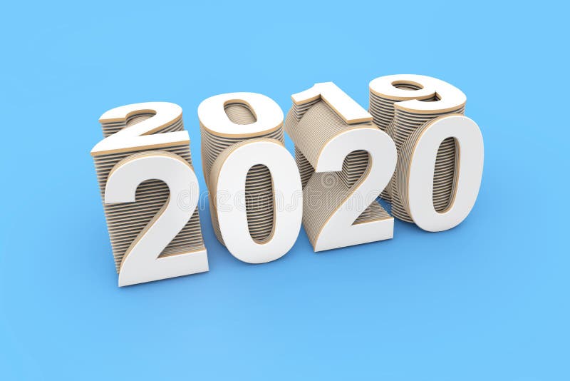 Illustration of the Numbers 2019 and 2020 on a Blue Background Stock ...