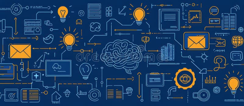 Data Visualization with Technology and Innovation Concepts on Dark Blue ...