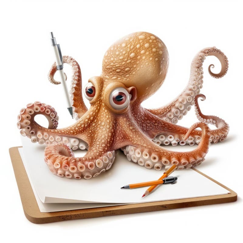Illustration of Octopus with Drawing Tools. Generative Ai Stock ...