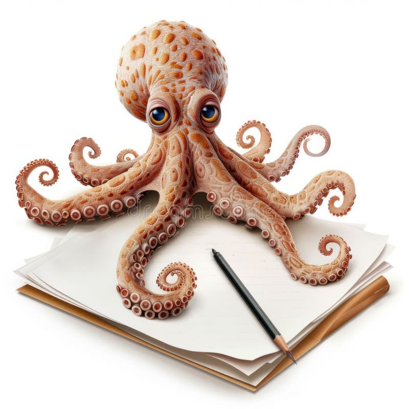Illustration of Octopus with Drawing Tools. Generative Ai Stock ...