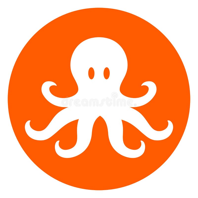 Octopus orange circle icon stock vector. Illustration of sign - 107351452