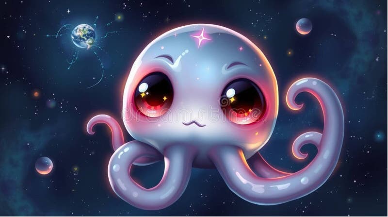 An Illustration of an Octopus in Space with Stars and Planets Generated ...