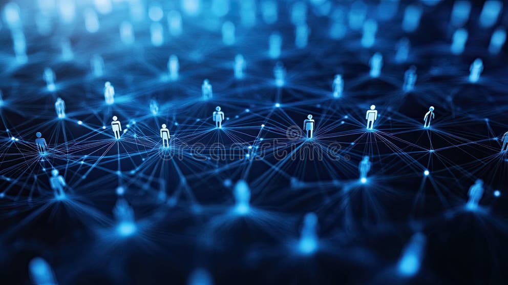 Illustration of Office Business People Working with an Online Network ...