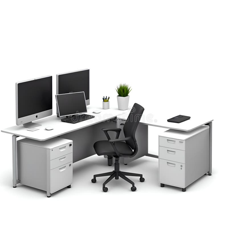 Illustration of Office Cubicle and Workstation Isolated on White ...